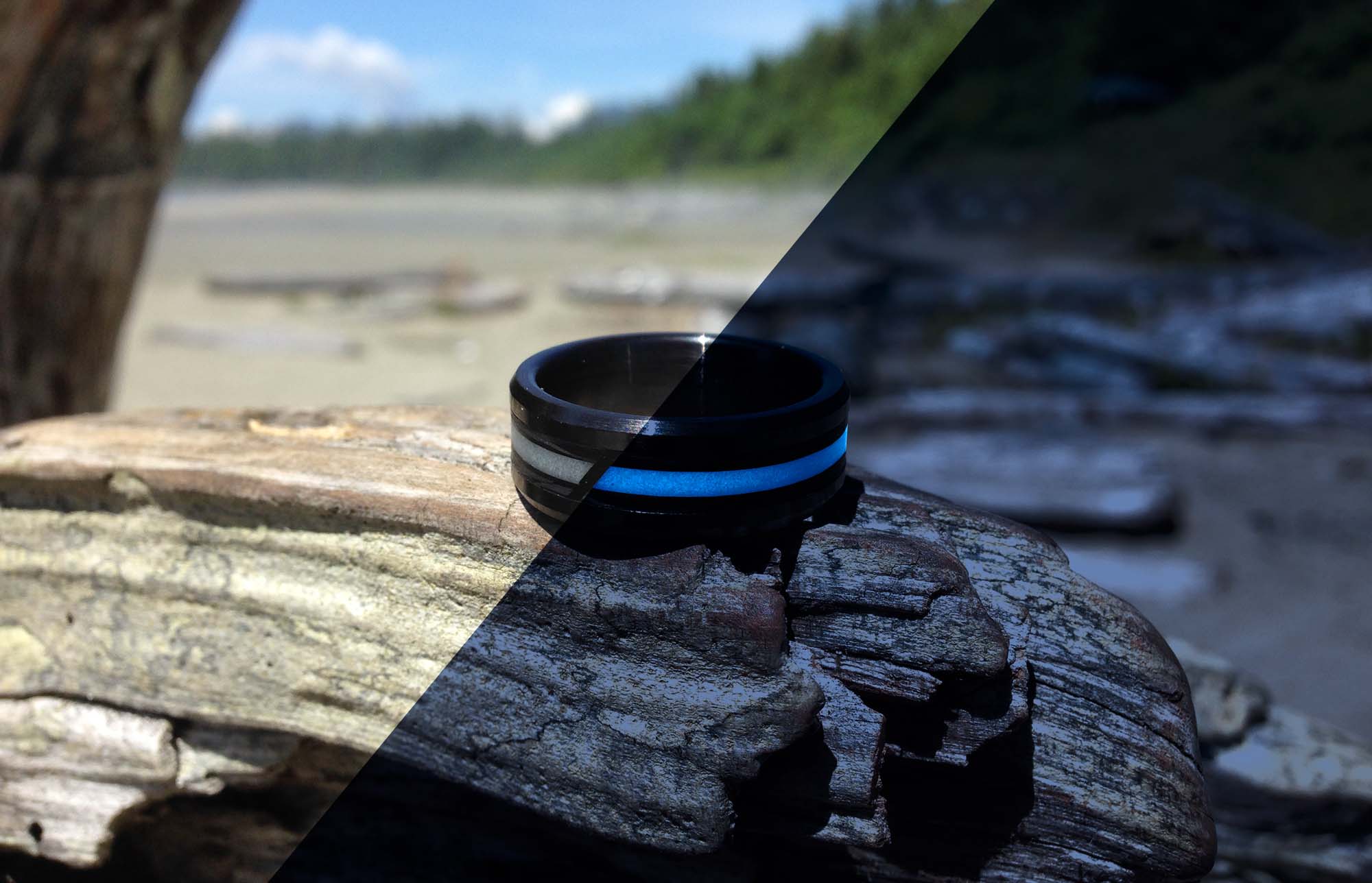 Glow Sand Infused Ceramic Mens Wedding Band and Cuff Links | Ambient ...