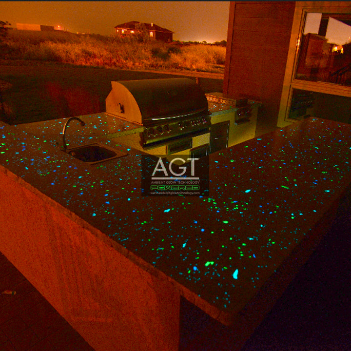 Glowing Concrete Wall and Backyard Entertainment Area | Ambient Glow ...